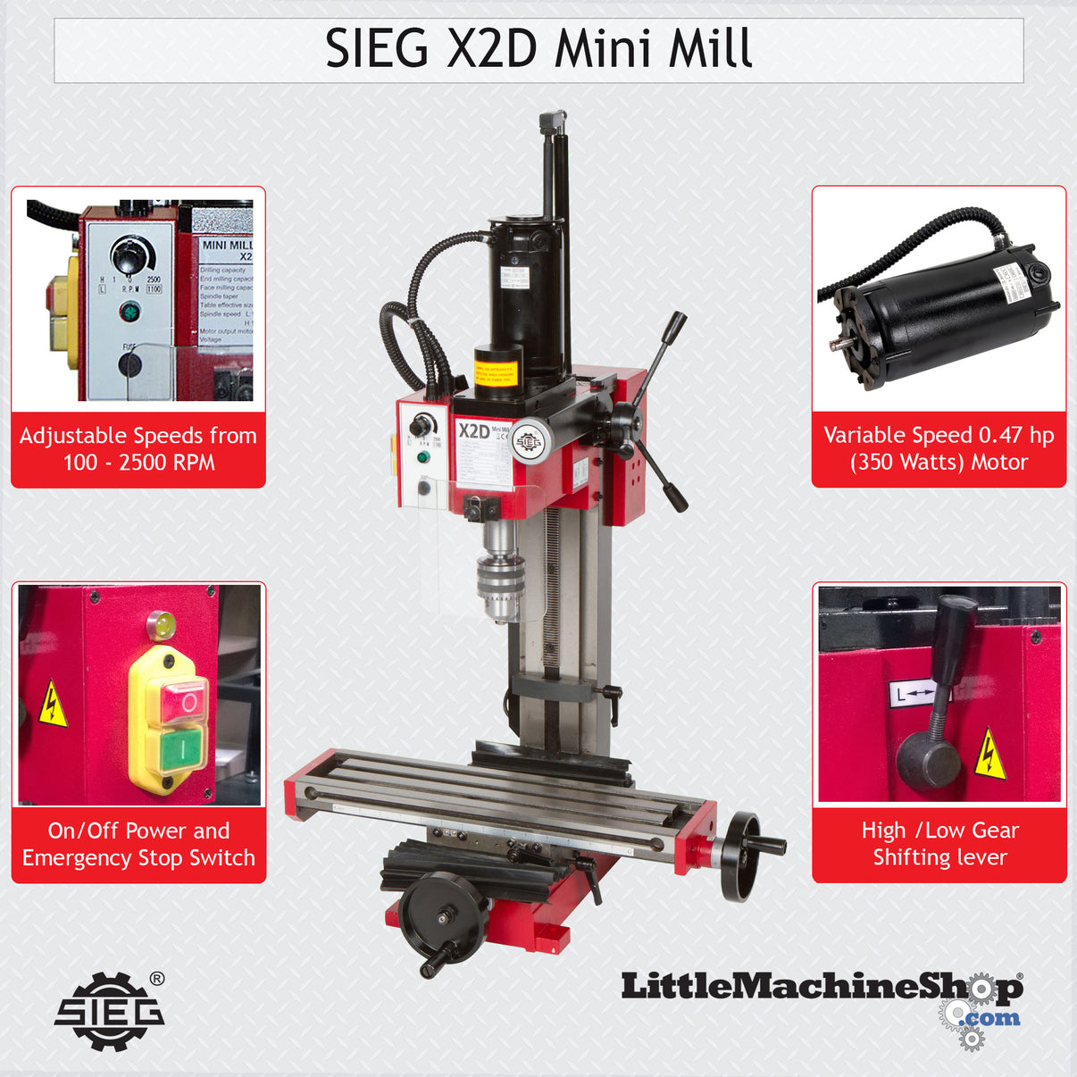 SIEG X2D Mini Mill – LittleMachineShop.com