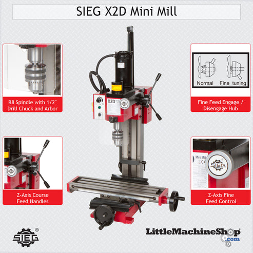 SIEG X2D Mini Mill – LittleMachineShop.com