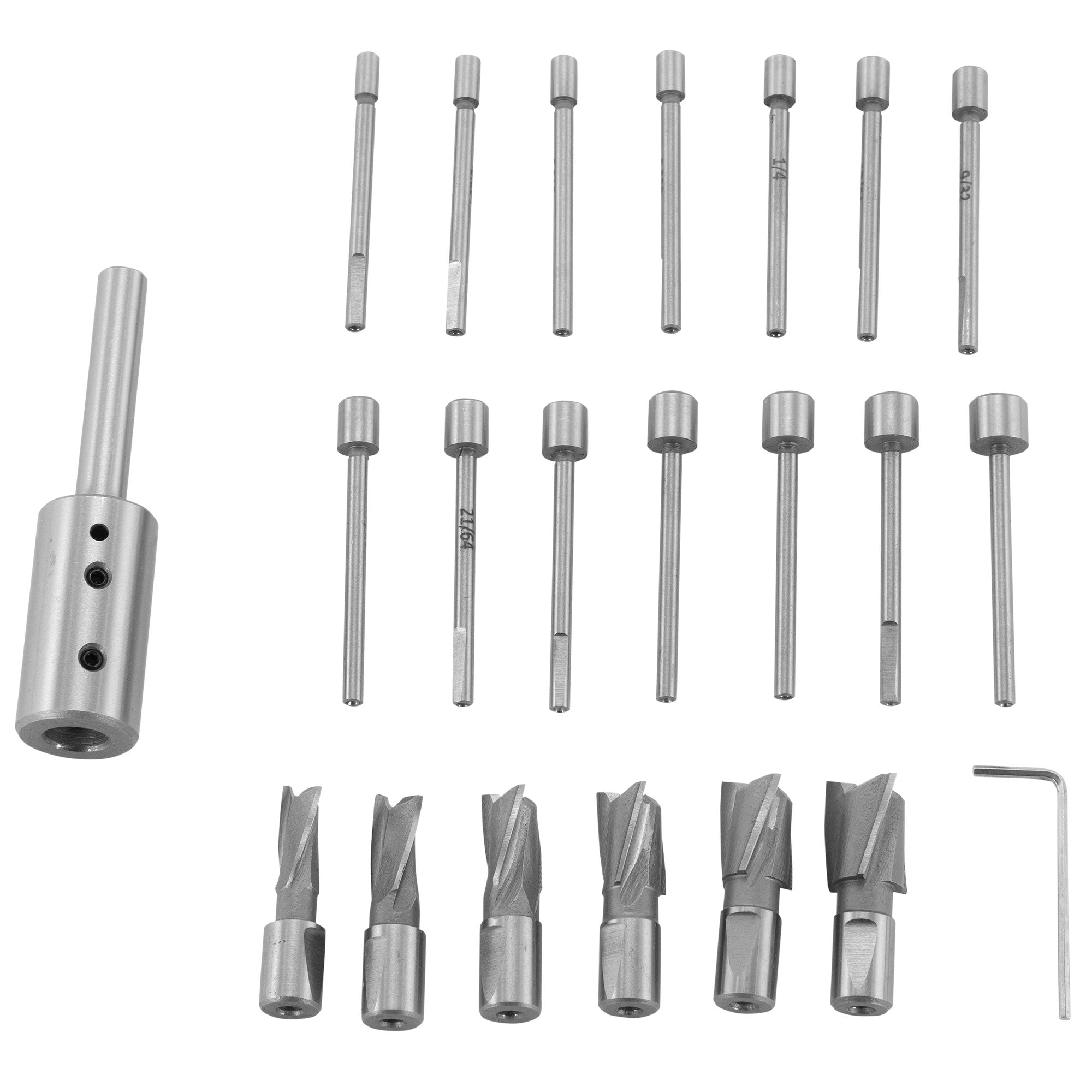 Counterbore Set, Interchangeable Pilot, HSS, 21 Piece ...