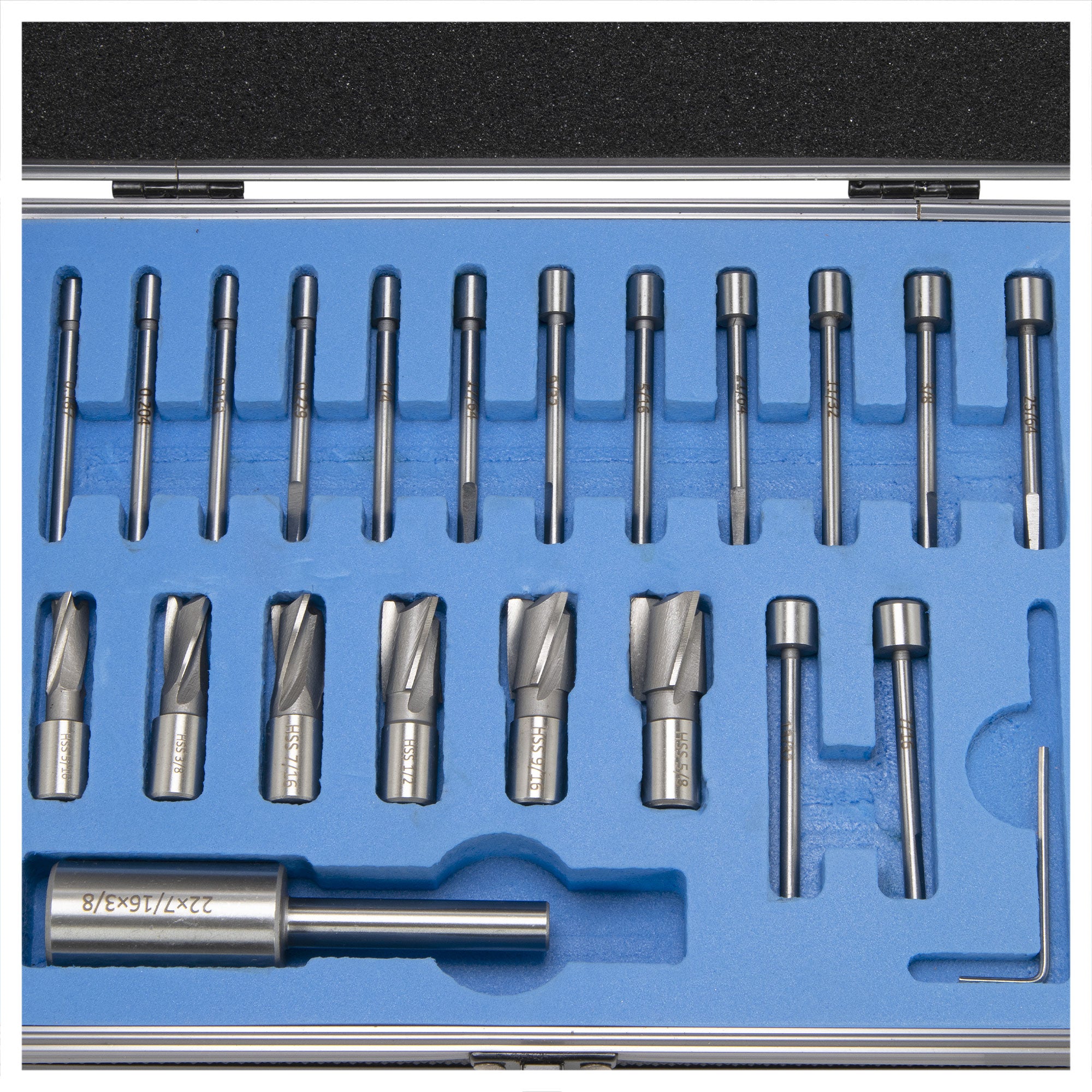 Counterbore Set, Interchangeable Pilot, HSS, 21 Piece ...