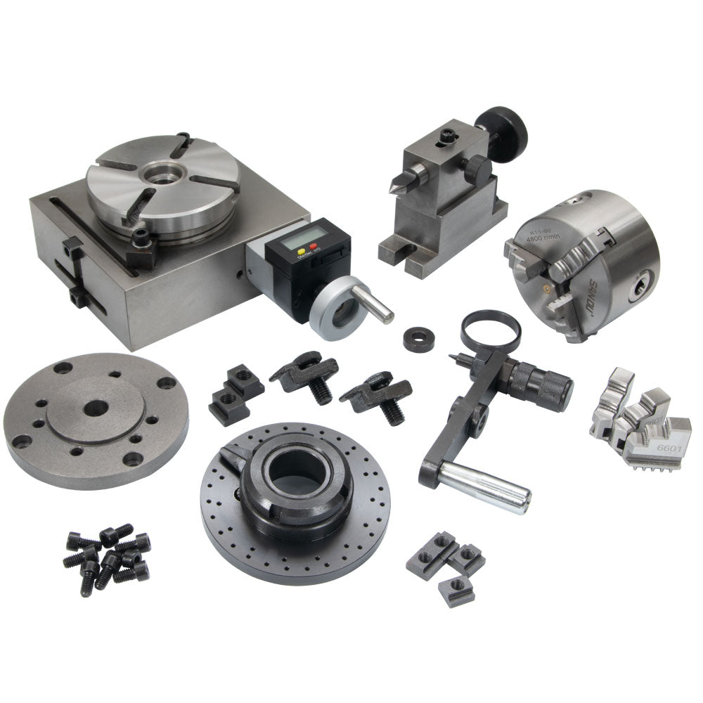Rotary Table, 4" Digital Readout with Tailstock, Dividing Plate, & 3-J ...