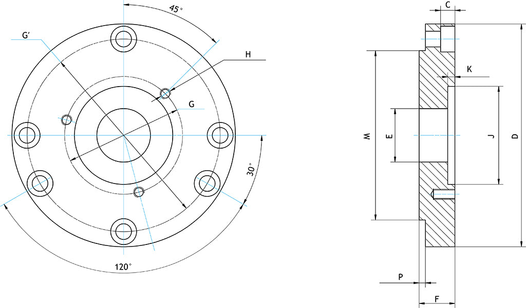 Bolt on Lathe Chuck Adapter and Backplate Dimensions ...